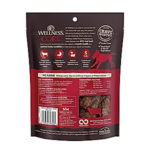 Wellness CORE Power Packed Dog Treats (Previously Pure Rewards), Grain-Free Tender Jerky Treats, Made in USA (Beef Recipe, 4-Ounce Bag)