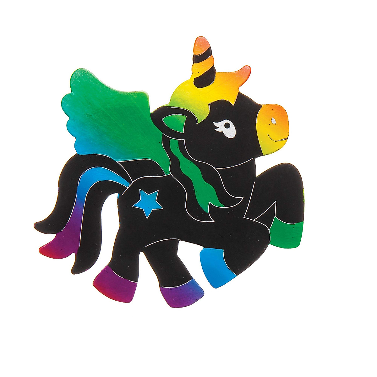 Baker Ross AW625 Unicorn Scratch Art Fridge Magnets - Pack of 10, Rainbow Scratch Paper with Stylus for Kids to Decorate in Arts and Crafts Activities