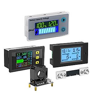 DROK DC Battery Multimeter 10-100V, 0-90V Charge-Discharge, 6.5-100V Bundle