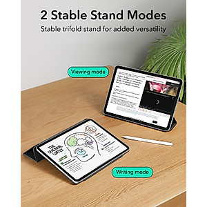 ESR for iPad Air 11 Inch Case M2(2024), iPad Air 6th/5th/4th Gen (2024/2022/2020), Powerful Magnetic Attachment, Slim Trifold Stand Case, Supports Pencil Pro&Pencil(USB-C), Durable Protection, Black
