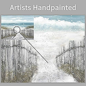 Beach Picture Coastal Wall Art: Blue Abstract Seascape Artwork Sandy Path Canvas Painting for Bedroom (24"W x 18"H,Multi-Sized)