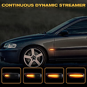 POPMOTORZ Sequential Dynamic Side Marker Turn Signal Lights, Led Amber Blinker Indicator Lamps Assembly Compatible with 1998-2007 Vol-vo S60 S80 V70 XC90 XC70 Repeater