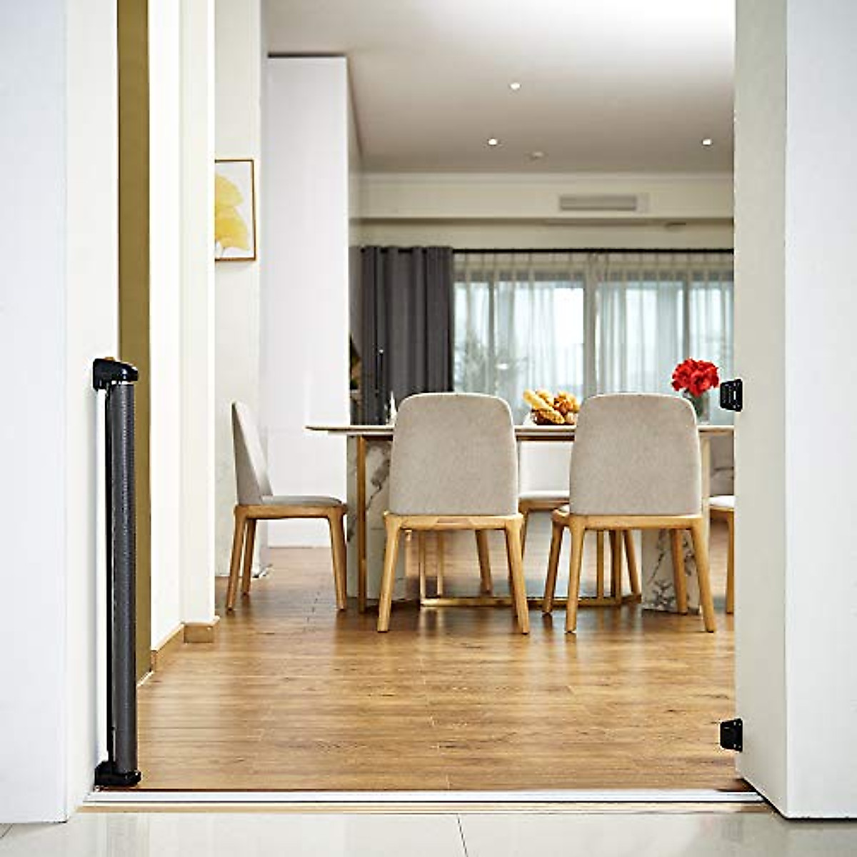 EasyBaby Retractable Baby Gate, 33" Tall, Extends up to 55'' Wide, Grey/Child Safety Baby Gates, Pet Retractable Gates for Stairs, Doorways, Hallways, Indoor and Outdoor