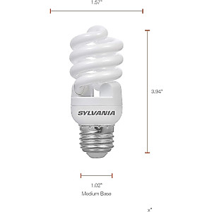 LEDVANCE (12 Bulbs) Sylvania CFL T2 Twist Light Bulb, 2700K Soft White, 60 watt Equivalent, Efficient 13 watts, 850 Lumens, Medium Base - 12 Pack Compact Fluorescent