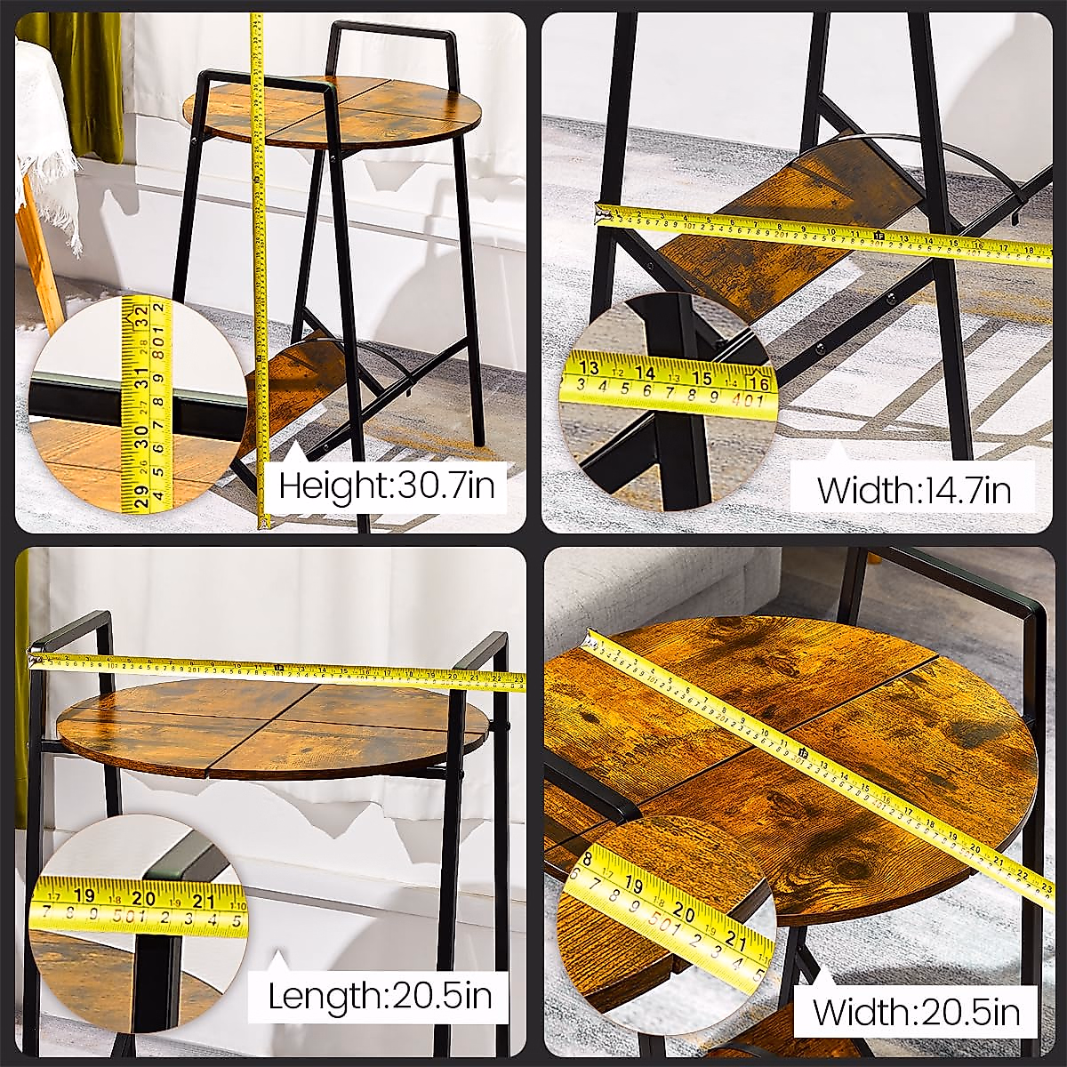 MAWEW Record Player Stand with Vinyl Storage, Measures 20.5 x 20.5 x 30.7 Inches