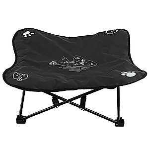 Elevated Dog Bed, Anti Slip Foldable Comfortable Raised Dog Cots Beds Sturdy Bracket Wear Resistant Portable for Camping (Black)
