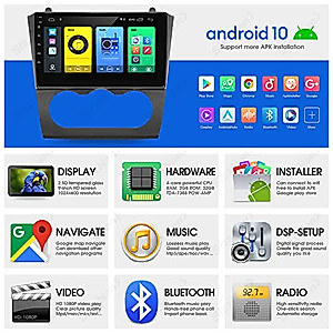 SizxNanv for Altima Android 10 Touch Screen Compatible with Carplay Android Auto,Car Radio Stereo Bluetooth Navigation Media Player GPS WIFI FM/AM Rear Camera for Altima Teana 2008 2009 2010 2011 2012