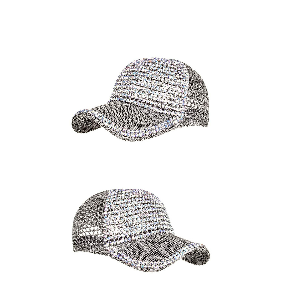 Women Men Studded Rhinestone Crystals Adjustable Ponytail Mesh Baseball Cap Shiny Bling Casual Sports Cap Breathable Sun Hat