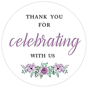 40-pack 2" white floral thank you for celebrating with us label stickers, thank you sticker labels