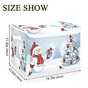 Snowman Bird Large Storage Bins with Lid Collapsible Storage Bin Storage Cubes Rectangle Storage Bin for Living Room Bedroom