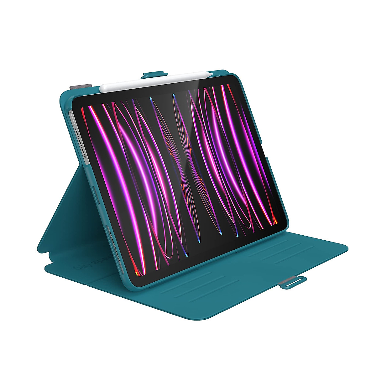 Speck Case for iPad Pro 4th Generation 11 Inch - Drop & Camera Protection, Slim Multi Range Stand, Apple Pencil Holder - Deep Sea Teal/Cloudy Grey/White