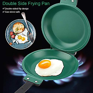 Jadeshay Non-Stick Double Side Ceramic Coating Flip Frying Pan, Durable Pancake Maker Iron Skillet for Gas Stove, Perfect for Cake Embryos (Green)