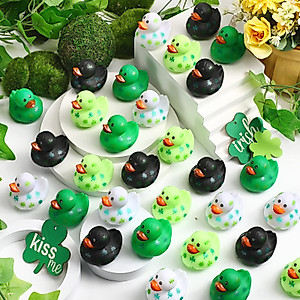 Jerify 2 Inch St. Patrick's Day Rubber Ducks Bulk Holiday Rubber Ducks 4 Styles Shamrock Cruise Ducks Baby Shower Duck Bath Pool Birthday Irish Kids Gifts for Party Favors Accessories(12 Pcs)