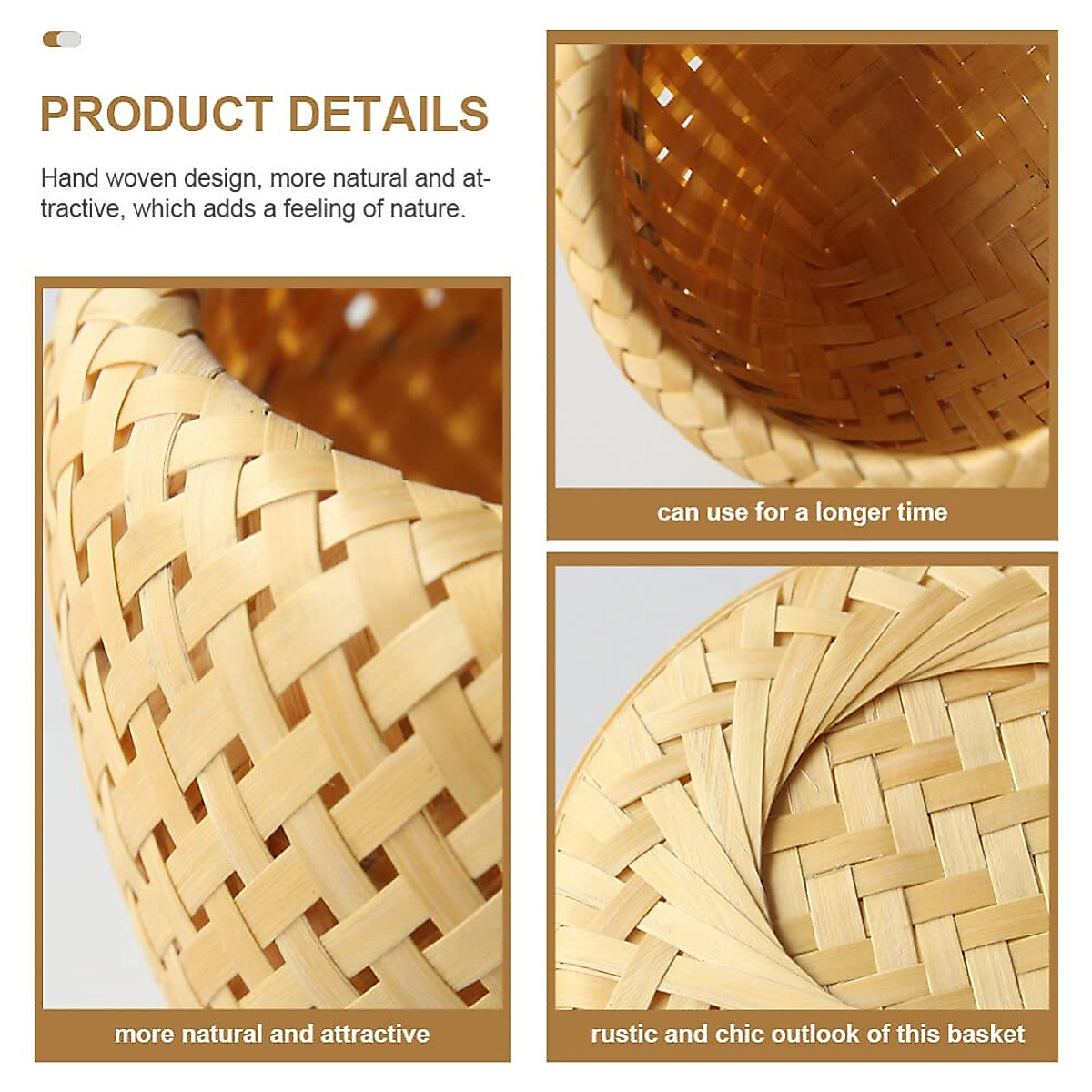 OKUMEYR Bamboo Tea Basket with Lid Round Rattan Storage Jar Wicker Storage Baskets Woven Storage Canister Sticky Rice Steamer Baskets Snacks Fruit Basket Bamboo Weaving Steamer