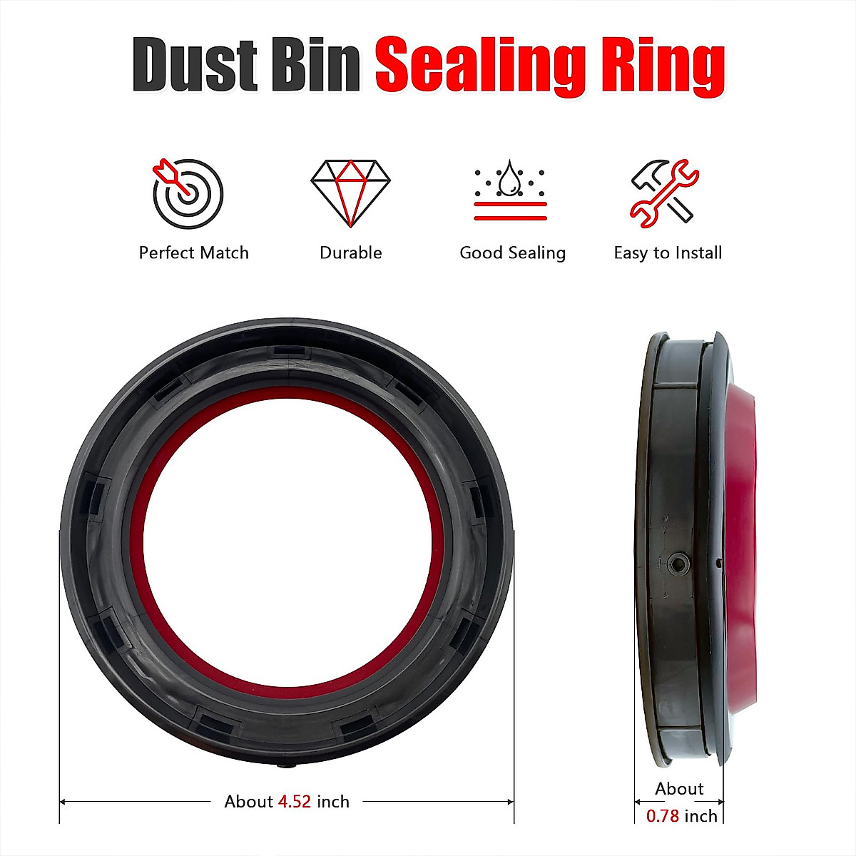 V11 V15 Dust Bin Sealing Ring Compatible with Dyson V11 SV14 SV15 V15 SV22 Canister Replacement Parts, Replacement for Dyson SV14 SV15 SV22 Animal Dust bin/Dirt Cup Accessories