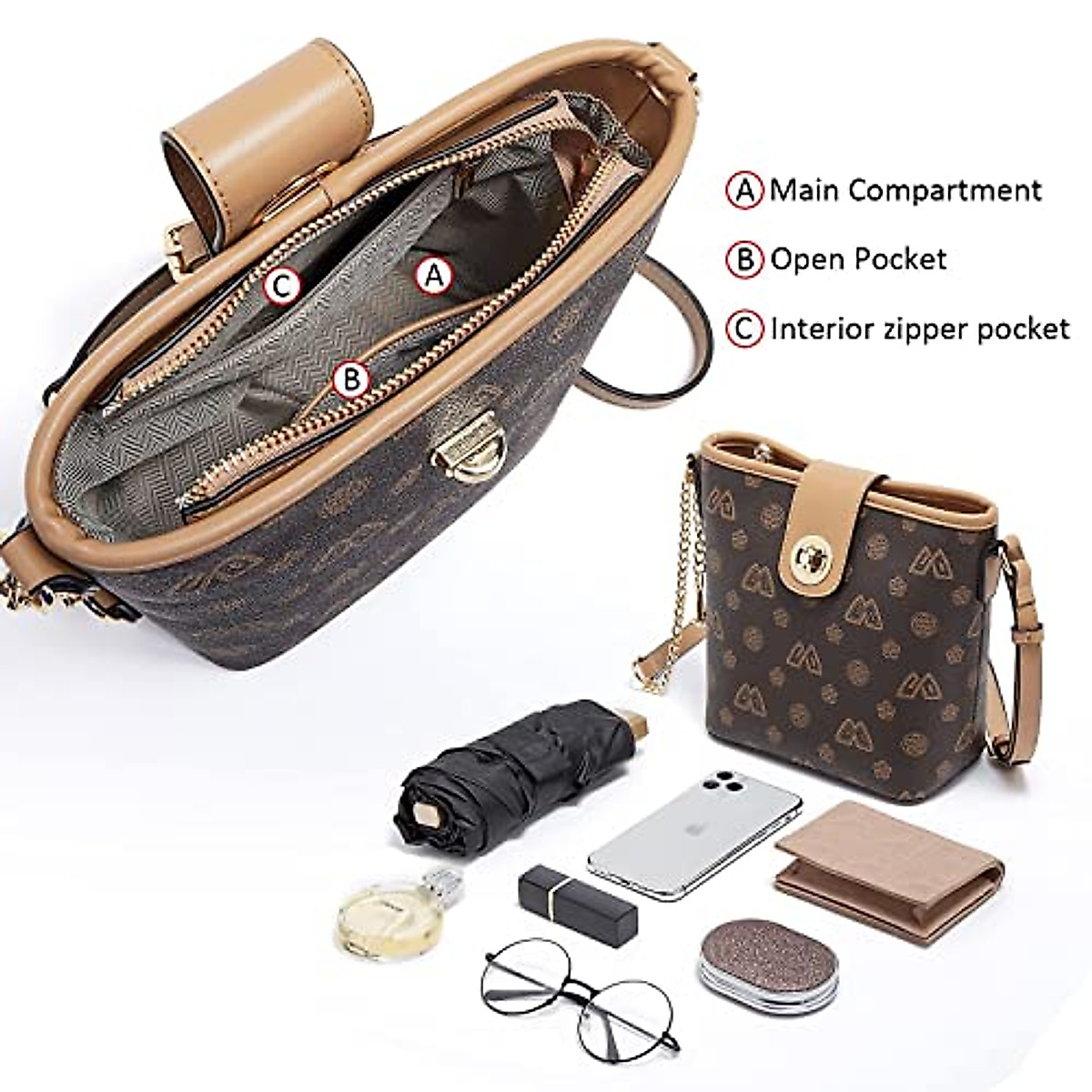 LAORENTOU Vegan Leather Crossbody Bag for Women Monogram Crossbody Shoulder Bag Purse Leather Checkered Purse Ladies Crossbody Cell Phone Bags