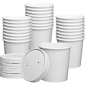Mr Miracle 16 Ounce Soup / Frozen Dessert Containers with Lids in White. Pack of 25 Sets