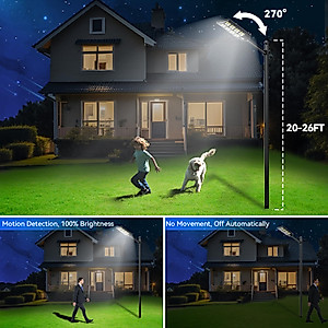 Solar Street Light Solar Street Lights Outdoor Dusk to Dawn Solar Power Lights IP66 Waterproof 6500 K LED Street Light with Motion Sensor and Remote Control for Parking Lot (7200, Watts)