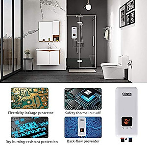 240V 5.5KW 4.5KW 3.5KW Instant Electric Hot Tankless Water Heater 3 Power Levels for Bathroom Kitchen RV Camping