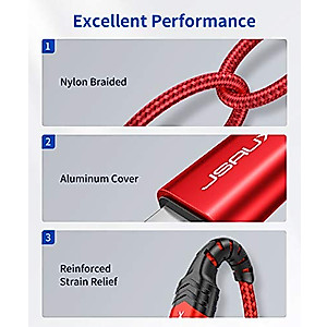 JSAUX Lightning to 3.5mm iPhone AUX Cord 6FT, [Apple MFi Certified] AUX Cord for iPhone Headphones Jack Compatible with iPhone 14/14 Plus/14Pro/13/13 Pro Max/12/12 Pro/11/X/XS/XR/8/Car Stereo-Red