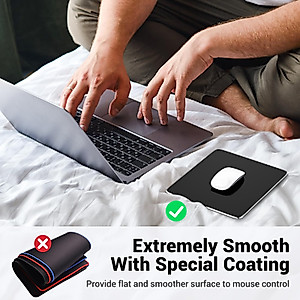 HONKID Metal Aluminum Mouse Pad, Office and Gaming Thin Hard Mouse Mat Double Sided Waterproof Fast and Accurate Control Mousepad for Laptop, Computer and PC,9.05"x7.08", Black