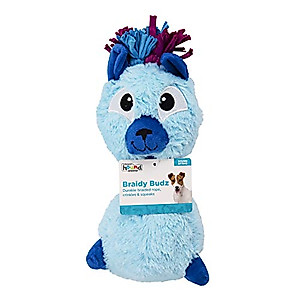 Outward Hound Braidy Budz Blue Llama Dog Toy - Cozy Plush Outside with Twisted Braided Jersey Inside, Small