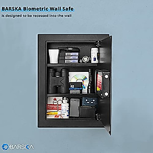 Barska Biometric Fingerprint Security Wall Safe 0.52 Cubic Ft