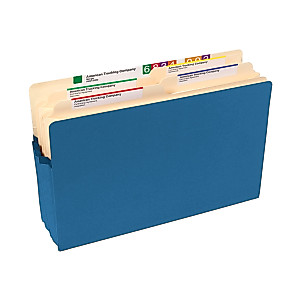 Smead File Pocket, Straight-Cut Tab, 3-1/2" Expansion, Legal Size, Blue, 25 per Box (74225)