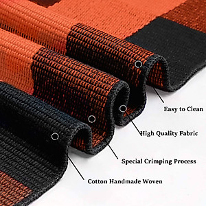 IOHOUZE Cotton Buffalo Plaid Check Rug Outdoor Doormat 27.5 x 43 Inches Washable Woven Outdoor Indoor Welcome Mats for Front Door/Farmhouse/Entryway/Home Entrance Black and Orange Outdoor Rug