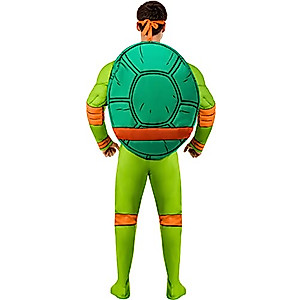Rubies Men's Teenage Mutant Ninja Turtles Deluxe Michelangelo Costume Jumpsuit, Shell, and Eye-Mask, As Shown, X-Large