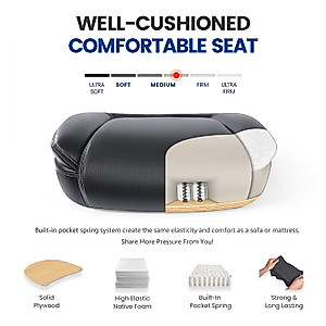 CHAIRMAN Multi-Purpose Premium Bonded Leather Padded Mid-Back Adjustable-Height/Tilt, Swivel Office Computer Desk Task Chair with Functional Arms, Black