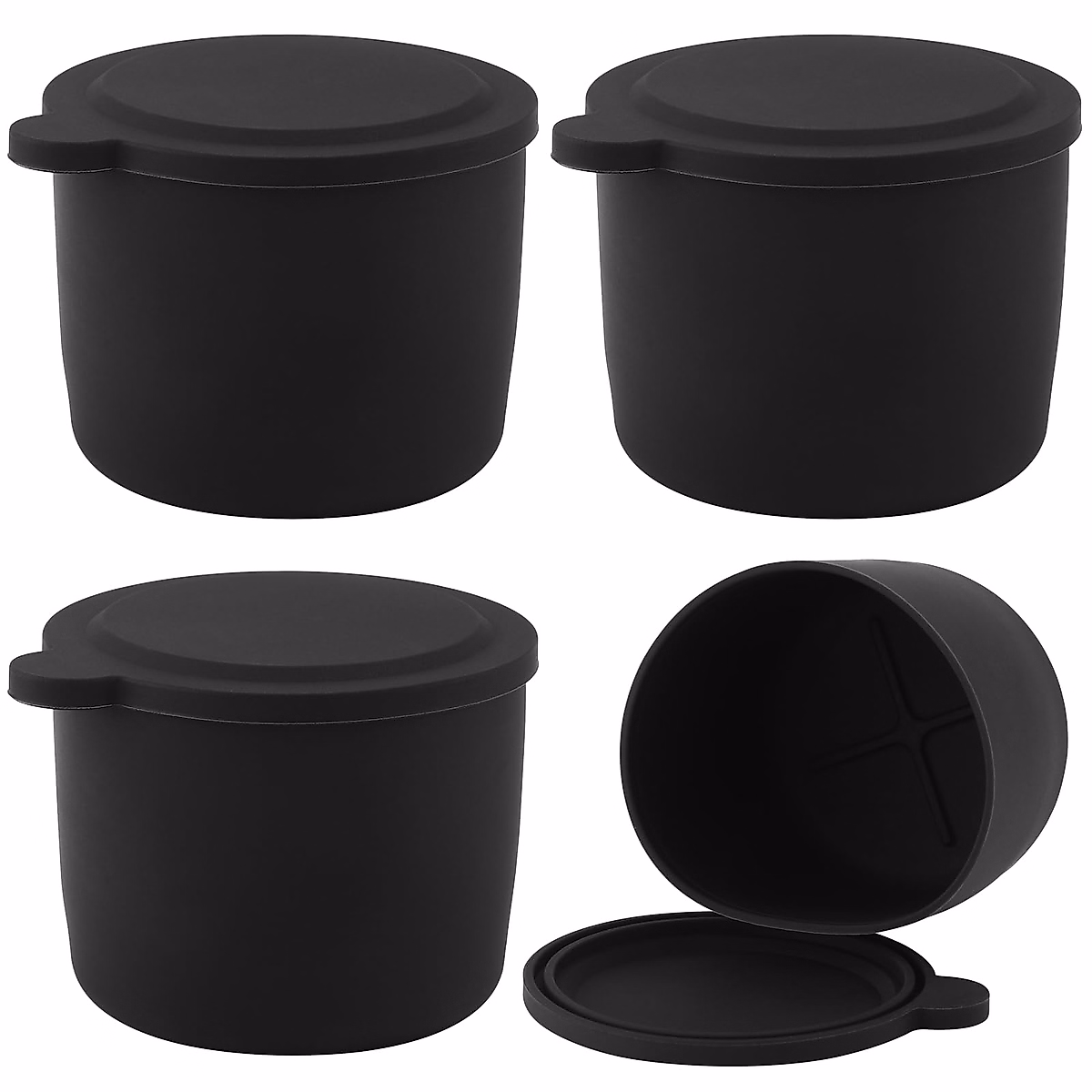 4pcs Ice Block Stencil, Reusable Silicone Ice Template with Lid Ice Shaver Template Ice Stencil Replacement for Kitchenaid Ice Shaver Machine Accessories for Shaved Ice Making (Black)