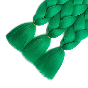 SuCoo Braiding Hair Extensions High Temperature Synthetic Fiber Jumbo Braiding Hair Extensions Crochet Twist Braids with Small Free Gifts 24inch 3pcs/lot(Dark Green)