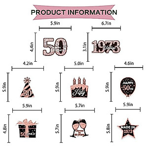 KORHONEN 50th Birthday Decorations for Women, Pink and Black 1973 Birthday Party Decorations Include Happy 50th Birthday Banner and Hanging Swirls, Happy 50th Bday Party Decor for Women