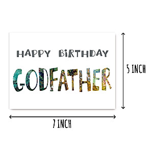 Happy Birthday Godfather - Godfather Birthday Card - Godfather Card - Card For Godfather Modern - Godfather Birthday Card - Card For Godfather