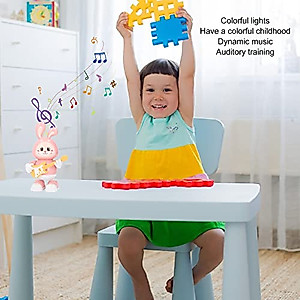 Dancing Bunny Model Robot, ABS Electric Dancing Bunny Model Build Skill LED Party Light for Kids (Pink)