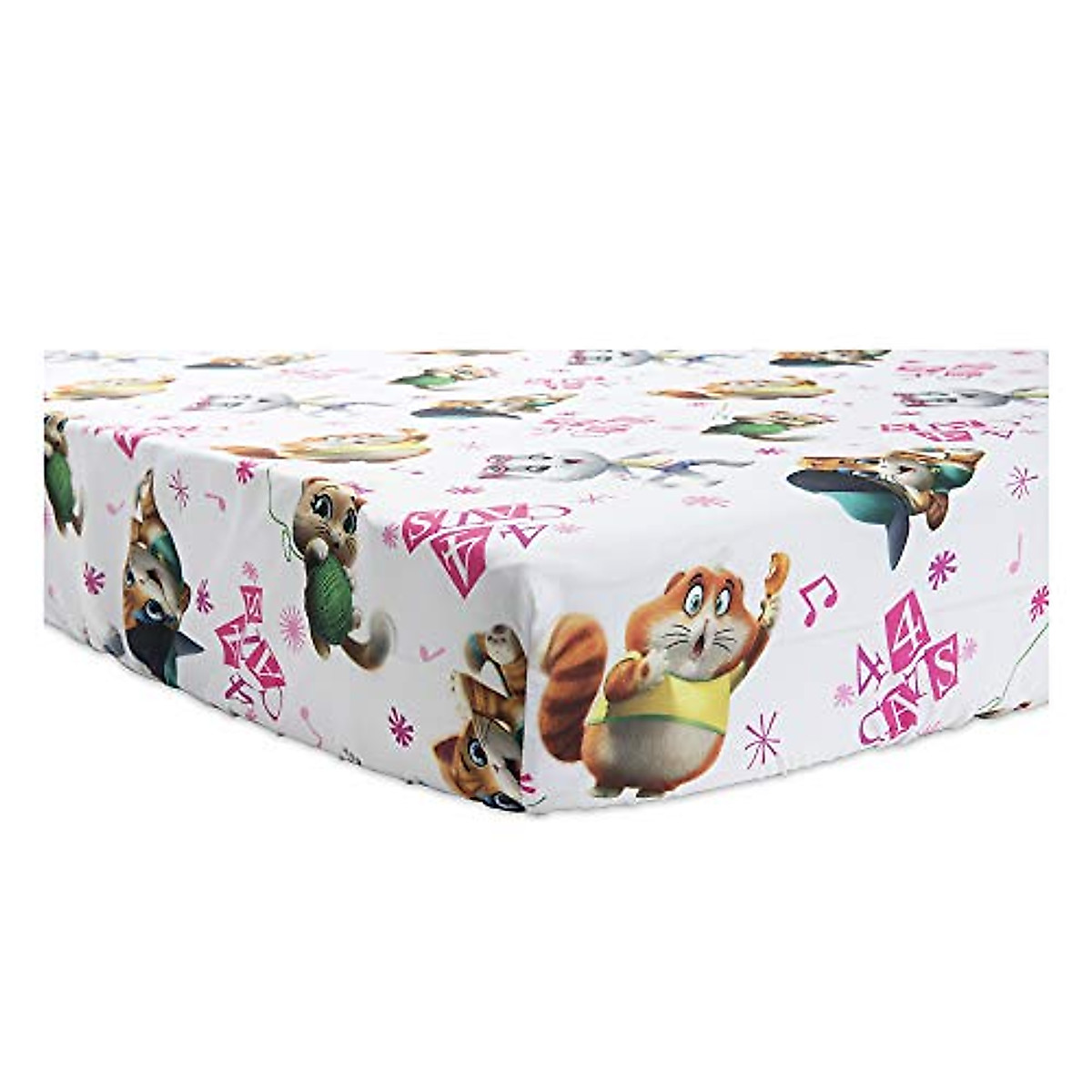 44 Cats 4 Piece Toddler Bedding Set - Includes Quilted Comforter, Fitted Sheet, Top Sheet, and Pillow Case, Pink (FFC102)