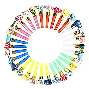 Siumir 100 x Blowouts Noisemakers Funny Party Blowouts Blowers for Kids, Assorted Color