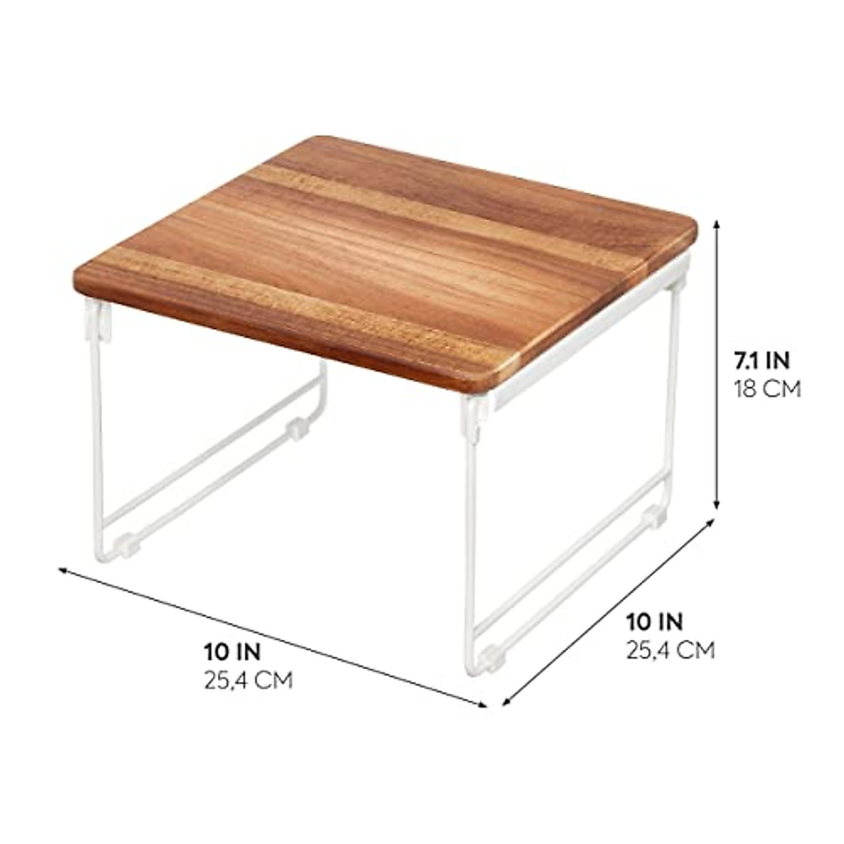 The Ría Safford Collection by iDesign Acacia Wood and Wire Plate Riser, 10" x 10", Coconut