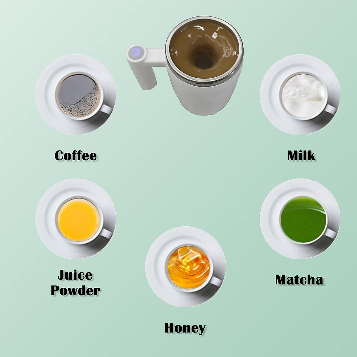 daasigwaa Rechargeable Self Stirring Mug - Magnetic Electric Auto Mixing Stainless Steel Cup for Office/Kitchen/Travel/Home Coffee/Tea/Hot Chocolate/Milk-430 ml/14.5 oz(Pink)