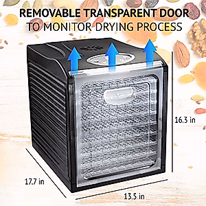Ivation 9 Tray Countertop Digital Food Dehydrator Drying Machine 600w with Preset Temperature Settings, Auto Shutoff Timer and Even Heat Circulation for Beef Jerky, Fruits, Vegetables & Nuts