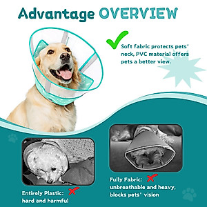 Supet Soft Dog Cone Collar for Large Medium Dogs, E Collar for Dogs After Surgery to Stop Licking, Comfortable Elizabethan Collar, Cone of Shame Alternative, Adjustable Pet Recovery Collar (L)