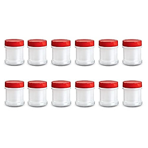 ljdeals 1 oz Plastic Spice Jars w/Caps and Sifters for Herbs, Spices, Powders, Spice Bottles Great For Travel, Camping, Kitchen, Restaurant and more, Made in USA, Pack of 12