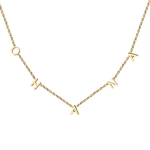 Memgift Ohana Letter Necklace for Women Perfect 18k Gold Plated Stainless Steel Jewelry Birthday Christmas Gifts for Women