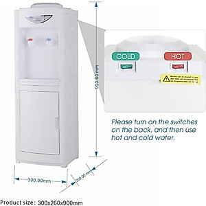 Timoau Top Loading Hot and Cold Water Dispenser, 5 Gallons Water Coolers with Storage Cabinet & Child Safety Lock for Home or Office Use, White