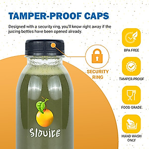 Holotap 42 Pcs 8 OZ Plastic Juice Bottles with Caps, Empty Clear Disposable Bulk Plastic Bottles with White Tamper Evident Caps Lids