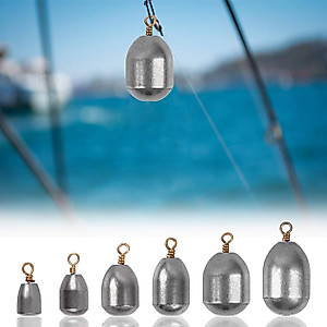 Fishing Weights Sinkers Assortment, Iron Fishing Sinkers and Weights Bass Casting Weight Sinkers Bell Sinkers with Ring Teardrop Weights for Saltwater Freshwater Steelhead Fishing (20pcs)