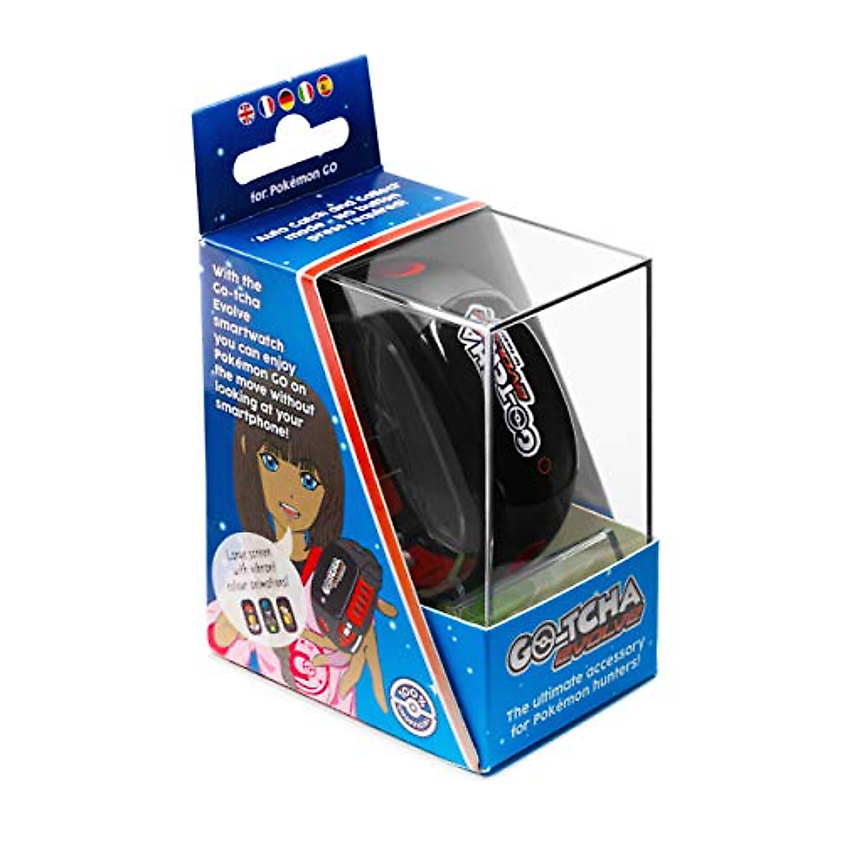 Go-tcha Evolve LED-Touch Wristband Watch for Pokemon Go with Auto Catch and Auto Spin - Black/Red