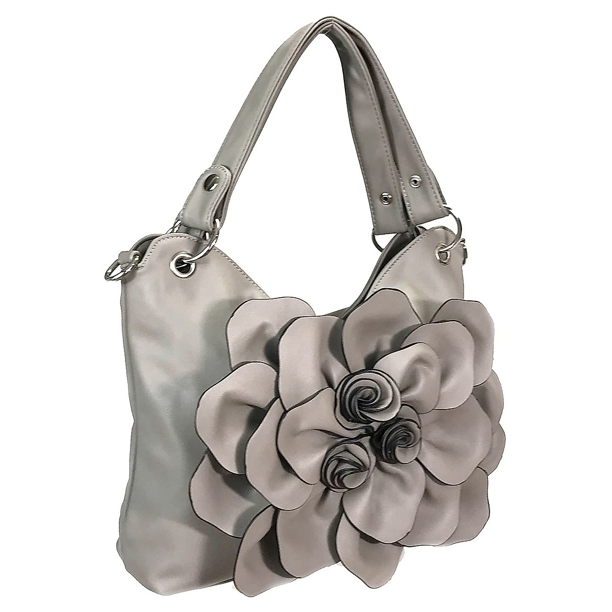 Zzfab Big Flower Purse with Clasp Grey