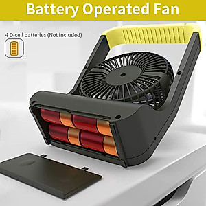 LAVESO Portable D-cell Battery Fan, Super Long Lasting Battery Operated Fan, Camping Fan, USB Desk Fan for Office Bedroom Workshop, 3 Speeds, Quiet, Timer, 5 inch